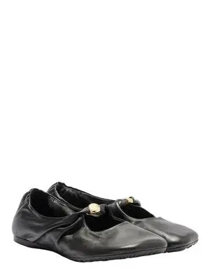Loewe Pebble Soft Leather Mary Jane Flats - Black