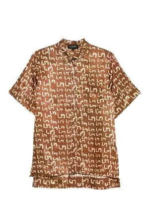 LEE MATHEWS Logo-print Short-sleeve Shirt - Brown