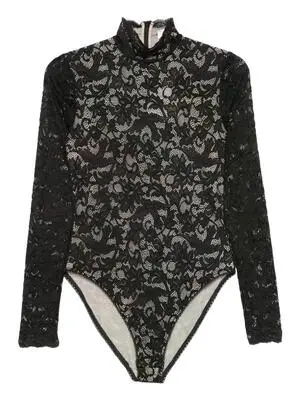 Zimmermann Floral-lace High-neck Bodysuit - Black