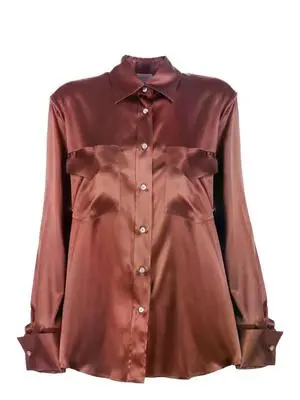 MAZZARELLI Michela Flap-pocket Shirt - Brown