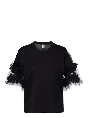 Noir Kei Ninomiya Ruffled Tulle-trimmed Cotton T-shirt - Black