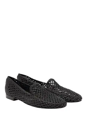 Le Monde Beryl Woven Leather Slip-on Loafers - Black