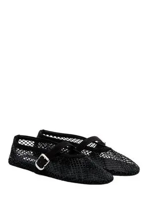 Alaïa Embellished Fishnet Ballet Flats - Black