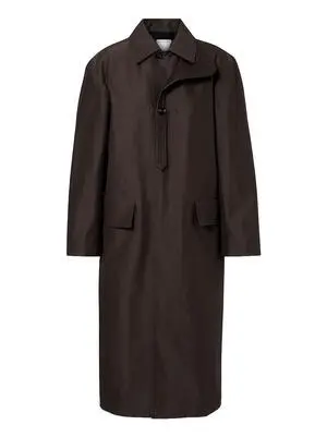 Bottega Veneta Intrecciato Leather-trimmed Trench Coat - Brown