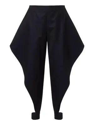 Alaïa Ruffled Cotton Gabardine Tapered Pants - Black