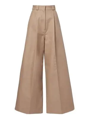 Balenciaga Cotton Gabardine Wide-leg Pants - Beige