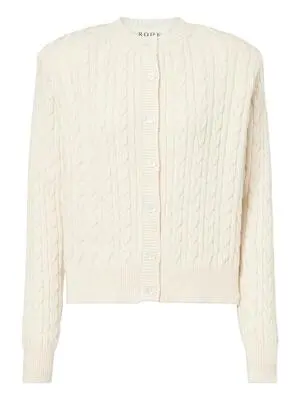 RÓHE Cable-knit Cotton And Merino Wool Cardigan - White