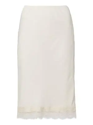RÓHE Róhe Lace-Trimmed Satin Slip Skirt White