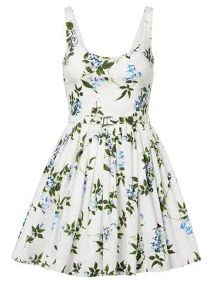 EMILIA WICKSTEAD Eglantine Floral Belted Cotton Minidress - White