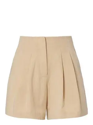 Veronica Beard Gables Pleated Shorts Beige