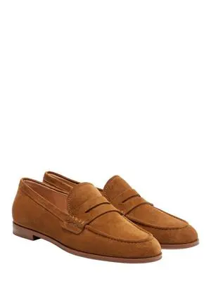 GIANVITO ROSSI Georgie Suede Penny Loafers - Brown