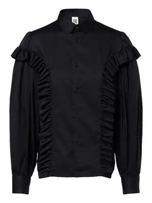 Noir Kei Ninomiya Ruffled Cotton Shirt - Black