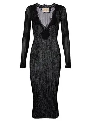chinese dress ladies Valentino // Brown Sheer Ruffled Lace Dress – VSP Consignment