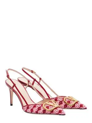 Valentino Garavani Vlogo Signature Crochet Slingback Pumps - Pink