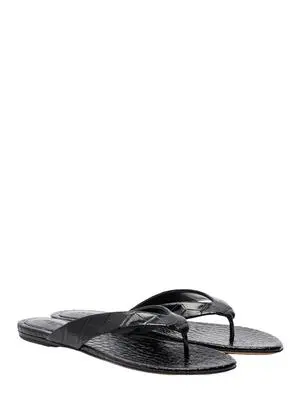 Le Monde Beryl Croc-effect Leather Thong Sandals - Black
