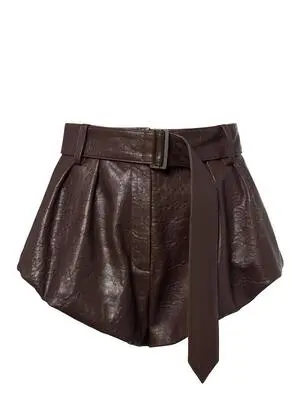Magda Butrym Belted Leather Shorts Brown