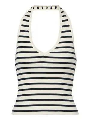 NILI LOTAN Britt Striped Halterneck Top - White