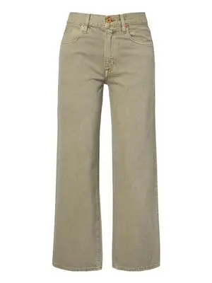 SLVRLAKE Hunter Cropped Straight Jeans In Palms - Green