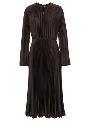 Vince Pleated Midi Dress - Brown