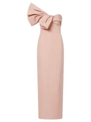 Oscar De La Renta Bow-detail Draped Silk Faille Gown - Pink