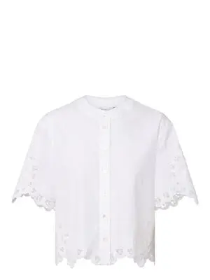 Veronica Beard Aleck Embroidered Cotton Shirt - White