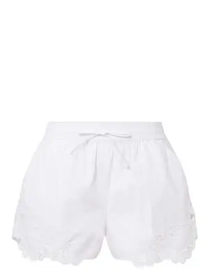Veronica Beard Vivaldi Embroidered Cotton Shorts - White