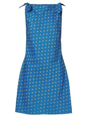 DÔEN Maltina Cotton And Silk Minidress - Blue