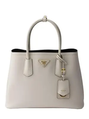 Prada Saffiano Leather Double Medium Bag Neutral