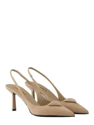 Prada Suede Slingback Pumps - Neutral