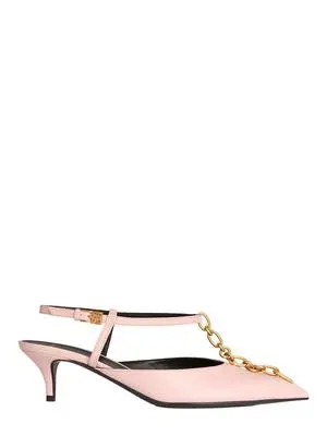 Balmain Sync Chain Kitten Heel Slingbacks Pink