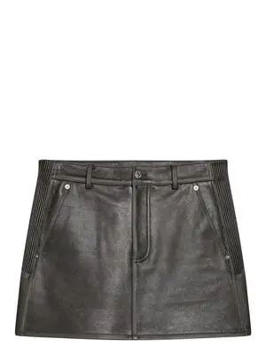 HELMUT LANG Helmut Lang Distressed Leather Moto Mini Skirt