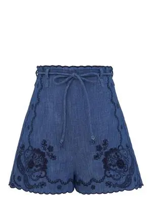 Zimmermann Aster Denim Shorts - Blue