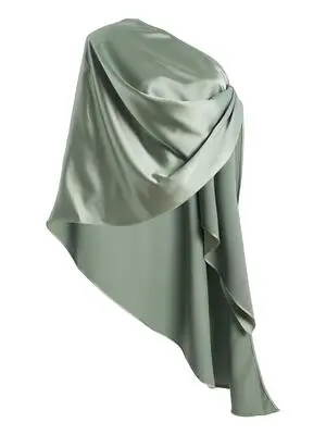 THE NEW ARRIVALS ILKYAZ OZEL Exclusive Fume Satin Top - Green