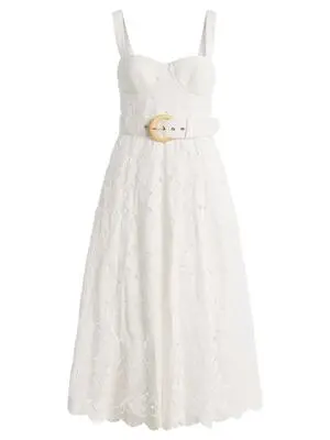 Cara Cara Calypso Eyelet Cotton Midi Dress - White