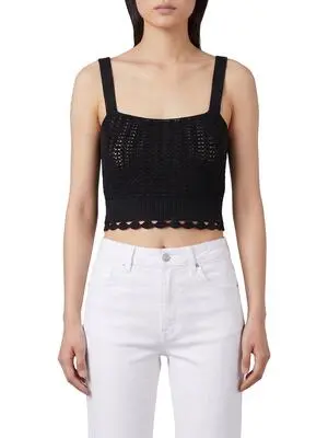 IRO PARIS Cropped Knit Top With Scalloped Hem - Black