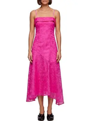 GANNI Embellished Midi Dress - Raspberry