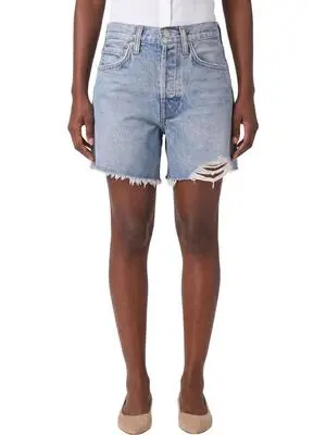 AGOLDE Shorts With Distressed Details - Denim