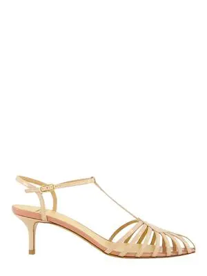 FRANCESCO RUSSO Patent Leather Sandals With Stiletto Heel - Beige
