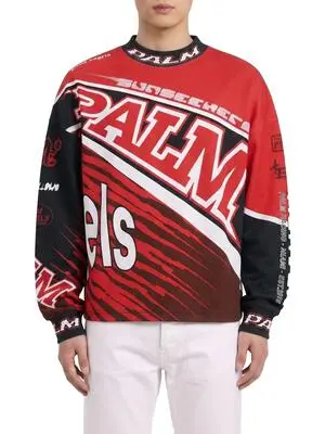 Palm Angels Long Sleeve Cotton T-shirt - Red