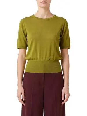 Extreme Cashmere Crew Neck Short Sleeve Pullover - Green
