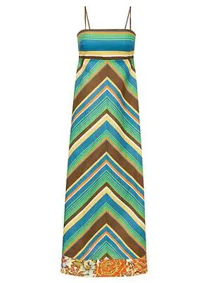 ALEMAIS Charlie Chevron-stripe Linen Midi Dress - Multi