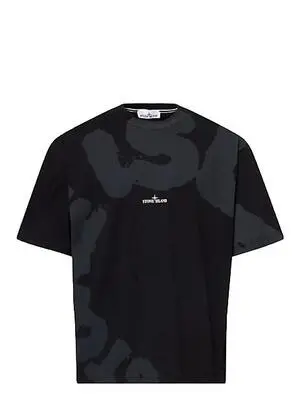 Stone Island Whirlwind Logo Cotton T-shirt - Black