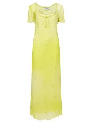 RAT AND BOA Anessa Sheer Chiffon Midi Dress - Chartreuse