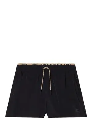 Burberry Burberry Stretch Nylon Shorts With Archive Beige Check Taping Black
