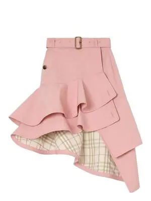 Burberry Ruffled Gabardine Trench Skirt - Begonia Pink