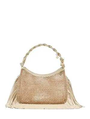 Maje Fringed Mesh Hobo Bag - Metallic