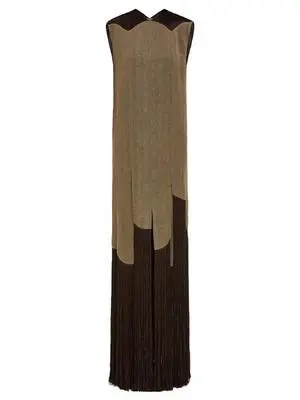 FERRAGAMO Long Dress With Fringe - Natural