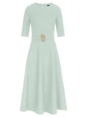 Oscar De La Renta Pineapple Belt Wool Dress - One-color