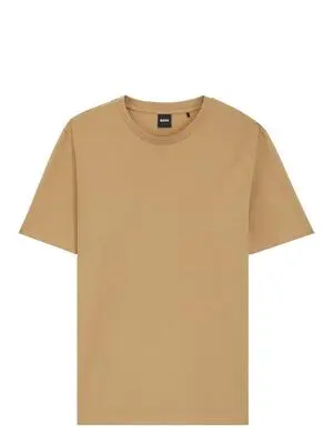 BOSS Bubble-jacquard Structure T-shirt In A Cotton Blend Beige