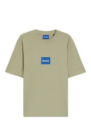 Hugo Logo-print T-shirt In Cotton Jersey Beige